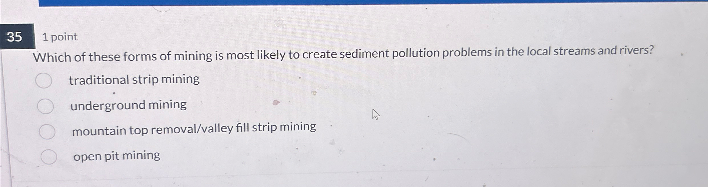Solved 351 ﻿pointWhich of these forms of mining is most | Chegg.com