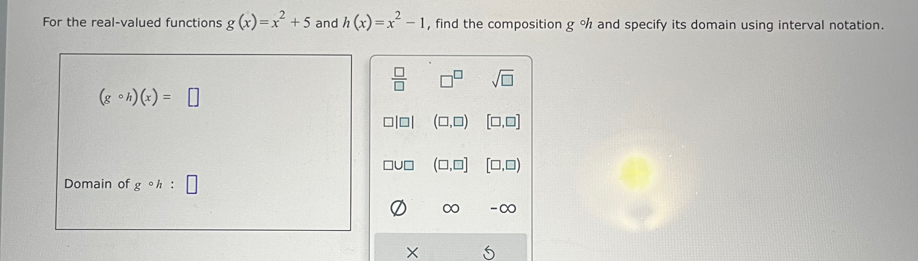 Solved For the real-valued functions g(x)=x2+5 ﻿and | Chegg.com