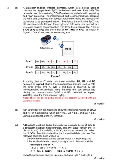 Solved (a) A Bluetooth-enabled wireless oximeter, which is a | Chegg.com