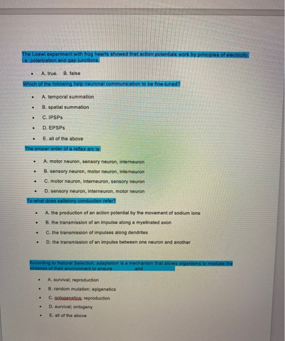 Solved The Loewi experiment with frog hearts showed that | Chegg.com