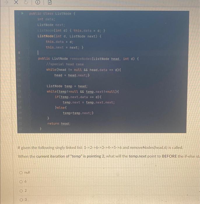 Solved Х public class ListNode { in data ListNode next; | Chegg.com Solved Х public class ListNode { in data ListNode next; | Chegg.com