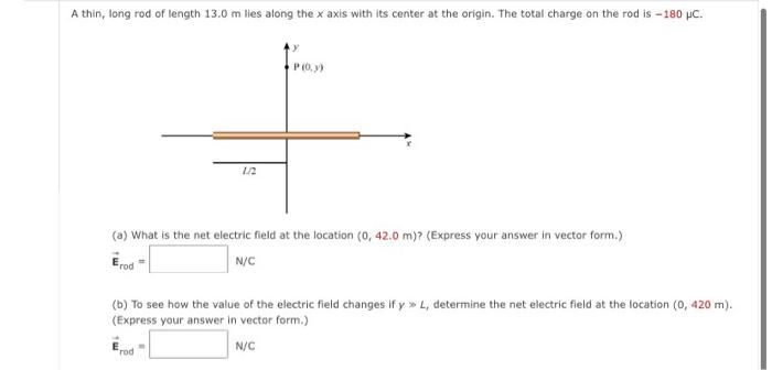 Solved A thin, long rod of length 13.0 m lies along the x | Chegg.com