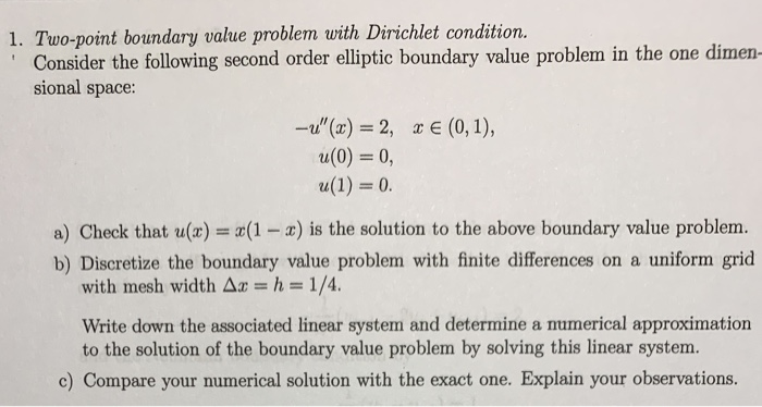 Solved 1. Two-point boundary value problem with Dirichlet | Chegg.com