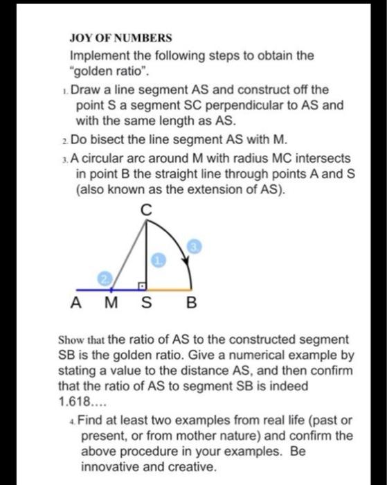 Solved JOY OF NUMBERS Implement the following steps to | Chegg.com
