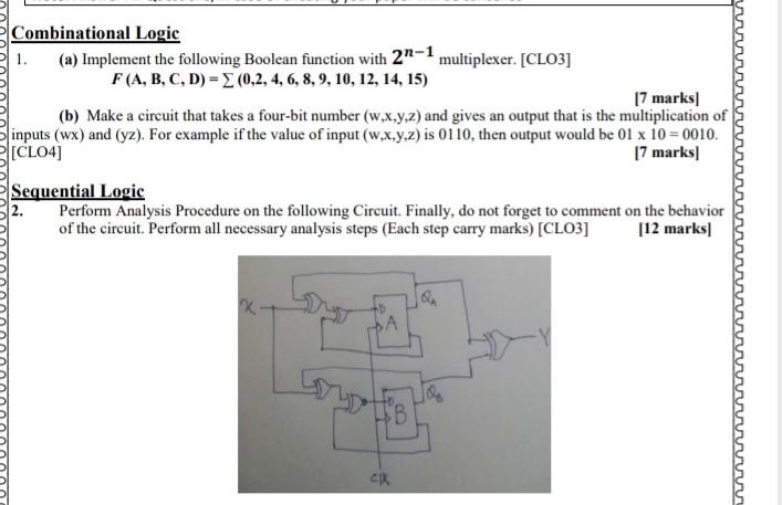 Solved Combinational Logic 1. (a) Implement the following | Chegg.com