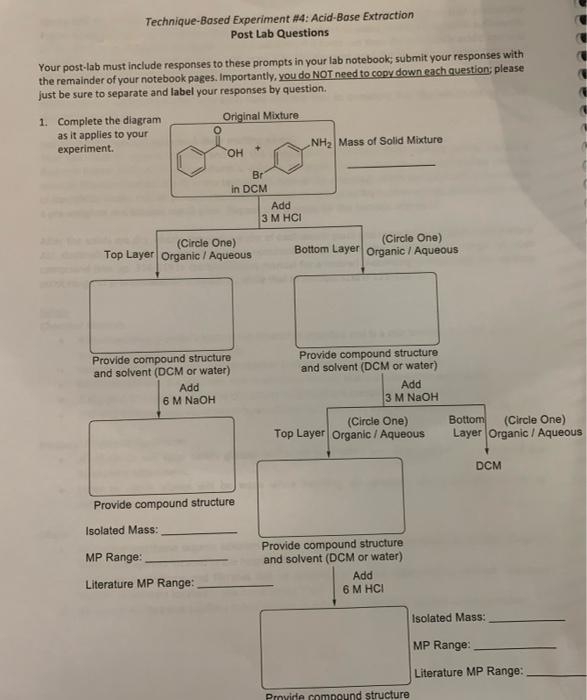 Solved Technique-Based Experiment #4: Acid-Base Extraction | Chegg.com