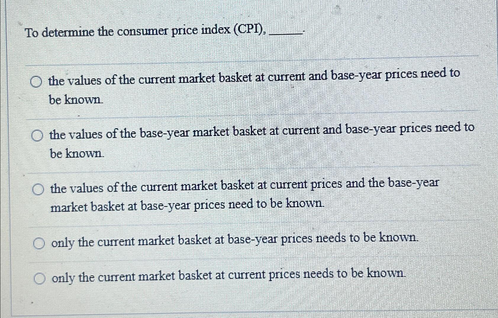 Solved To determine the consumer price index (CPI),the | Chegg.com