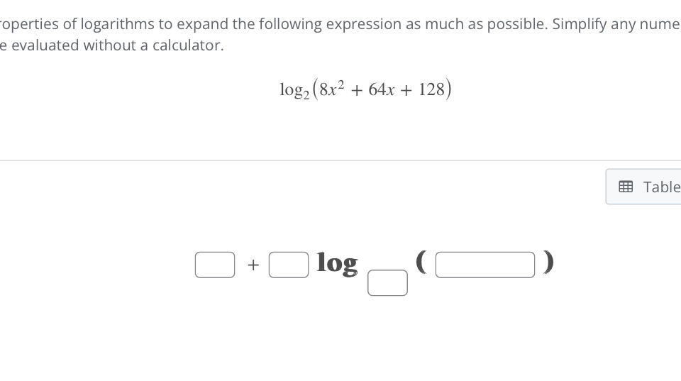 Solved operties of logarithms to expand the following | Chegg.com