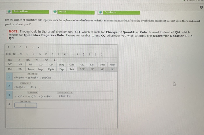 Solved Instructions Rules Predicate Use the change of | Chegg.com