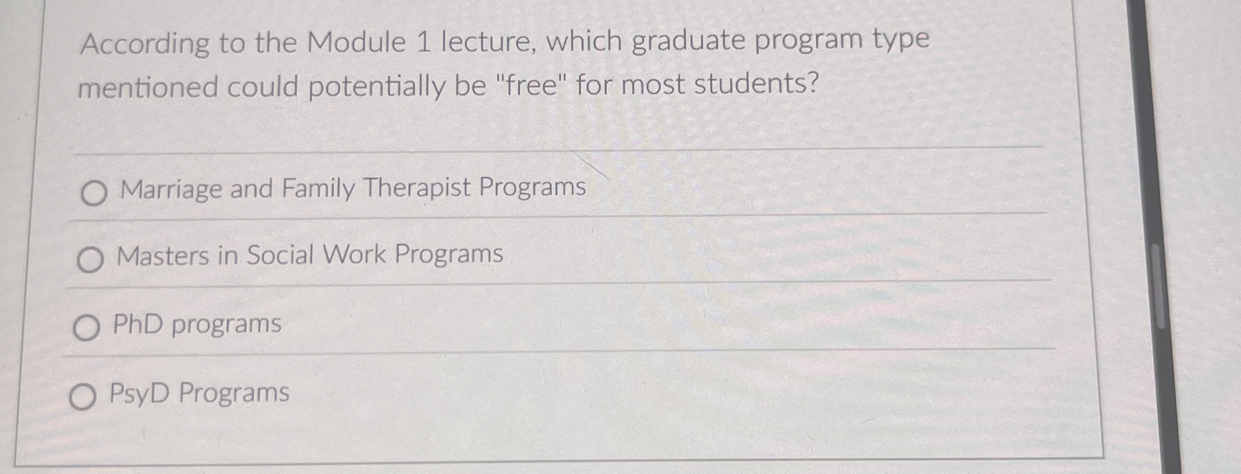 Solved According to the Module 1 ﻿lecture, which graduate | Chegg.com