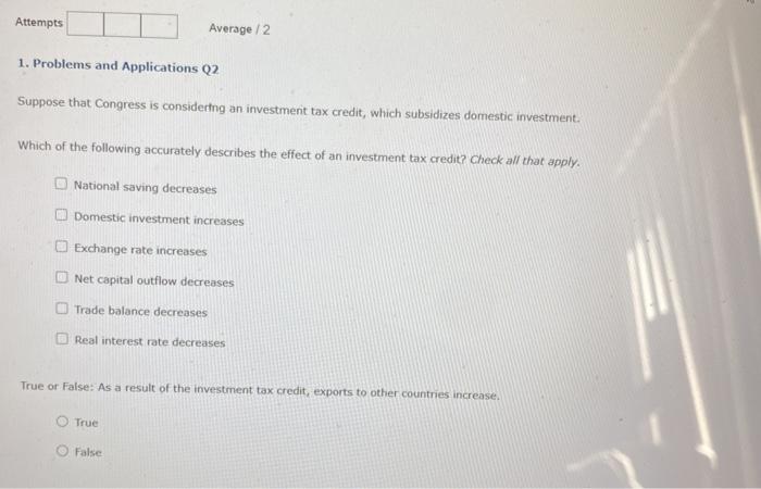 Solved Attempts Average/2 1. Problems and Applications Q2 | Chegg.com