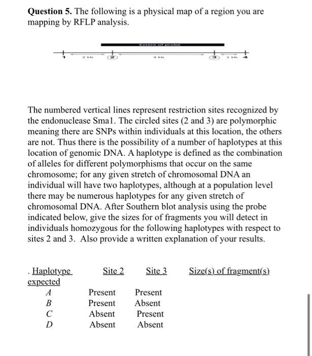Solved Question 5. The following is a physical map of a | Chegg.com