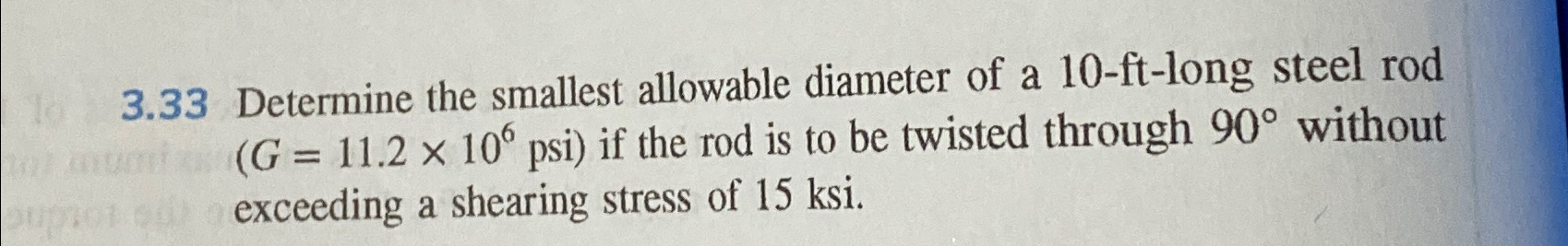 Solved 3.33 ﻿Determine the smallest allowable diameter of a | Chegg.com