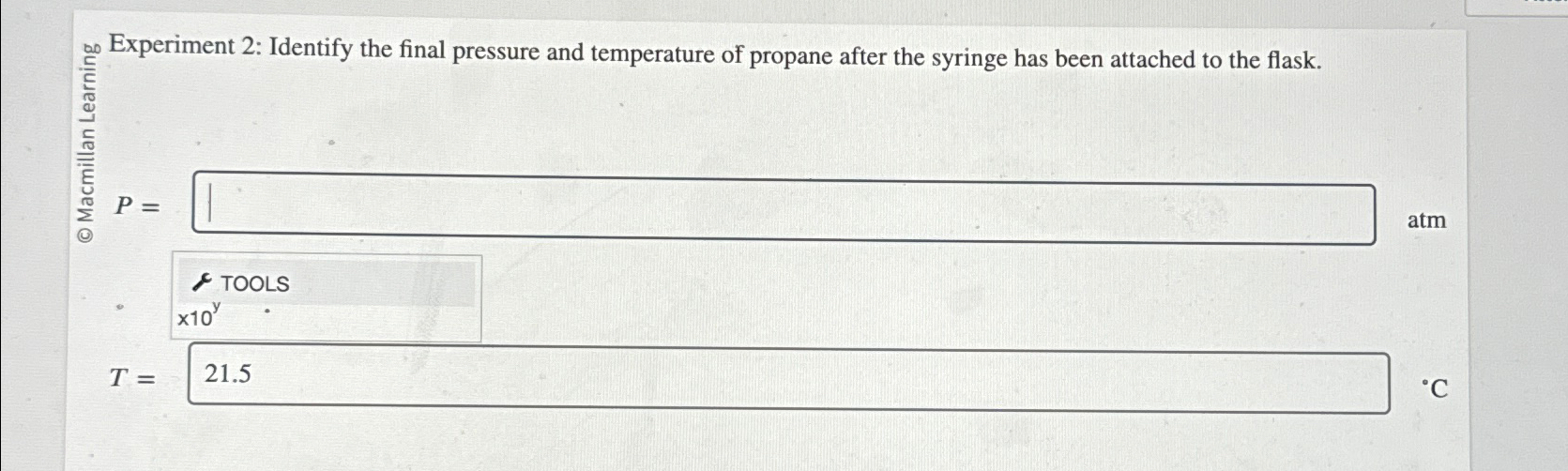 ∞∼ ﻿Experiment 2: Identify the final pressure and | Chegg.com