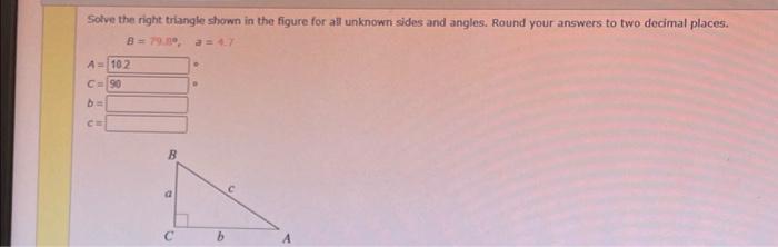 Solved Solve the right triangle shown in the figure for all | Chegg.com