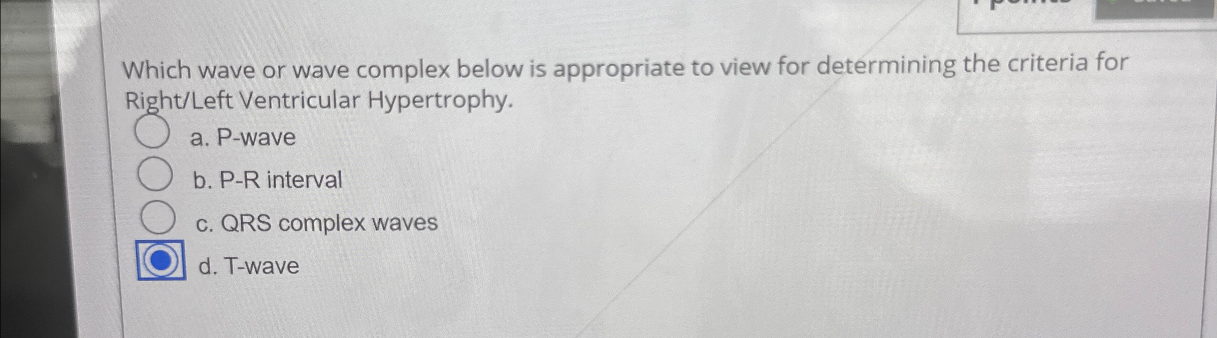 Solved Which wave or wave complex below is appropriate to | Chegg.com