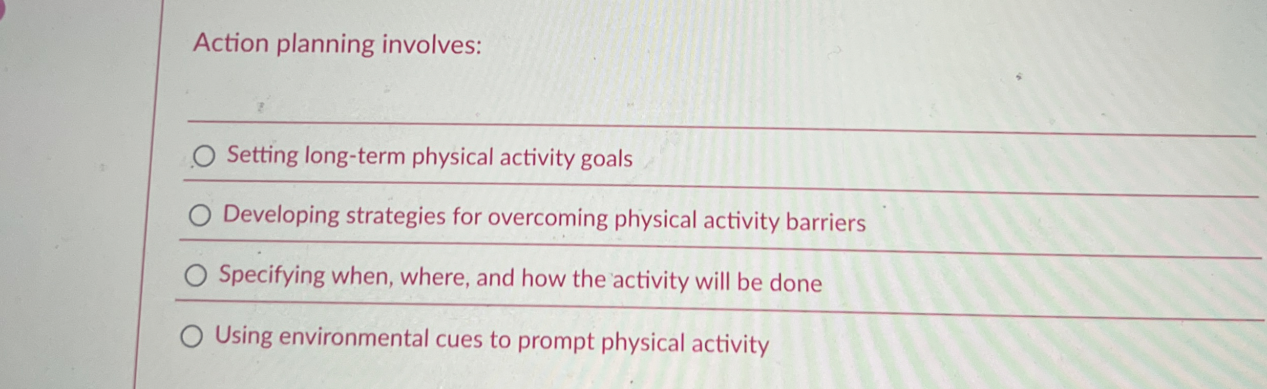 Solved Action planning involves: ﻿Setting long-term | Chegg.com