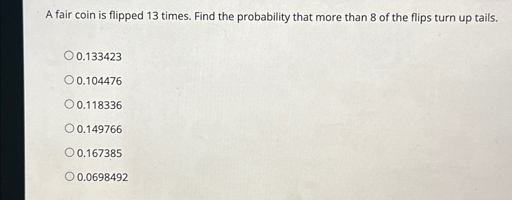 Solved A fair coin is flipped 13 ﻿times. Find the | Chegg.com