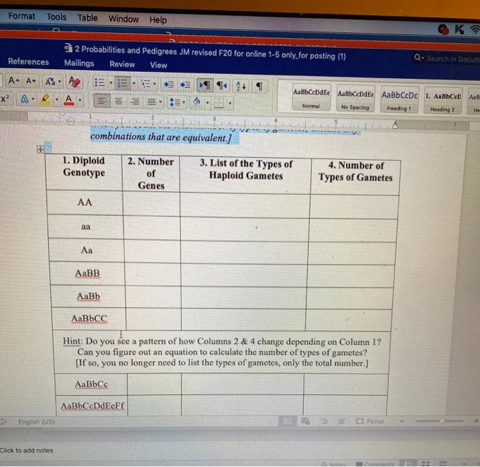 Solved Format Tools Table Window Help 2 Probabilities and | Chegg.com