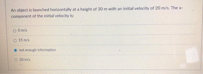 Solved An object is launched horizontally at a height of 30 | Chegg.com