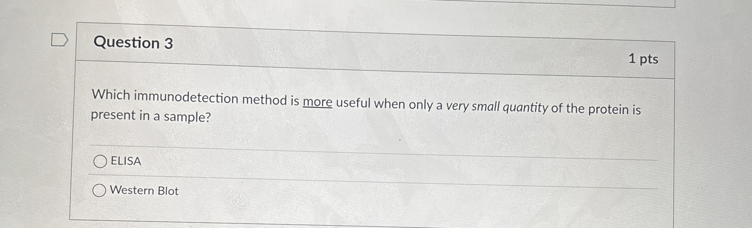 Solved Question 31 ﻿ptsWhich immunodetection method is more | Chegg.com