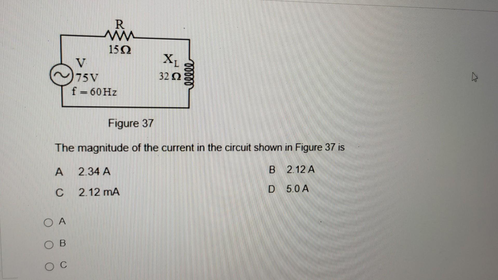 Solved Figure 37 The magnitude of the current in the circuit | Chegg.com