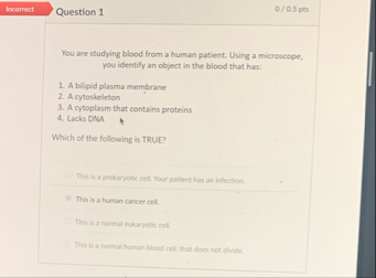 Solved Question 100.5 ﻿ptsYou are studying blood from a | Chegg.com