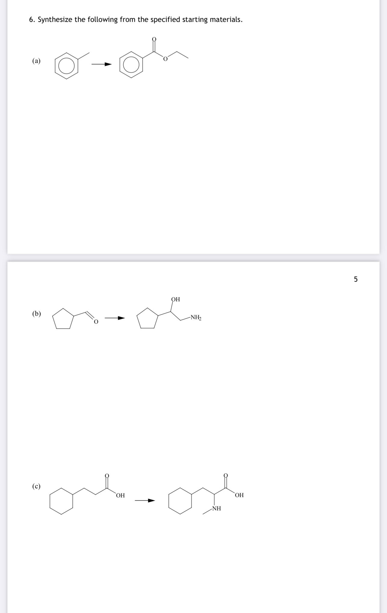 Solved Synthesize the following from the specified starting | Chegg.com