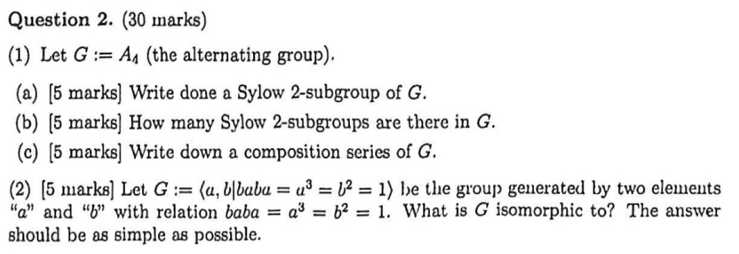 Solved Question 2 30 ﻿marks1 ﻿let Ga4 The 