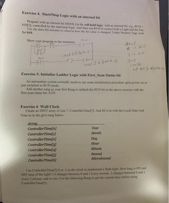 Exercise 4. Start/Stop Logic with an internal bit | Chegg.com
