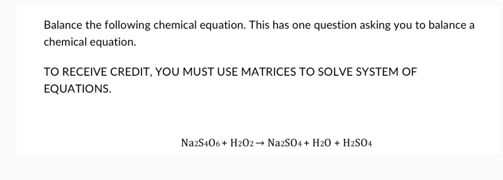 Solved Balance the following chemical equation. This has one | Chegg.com