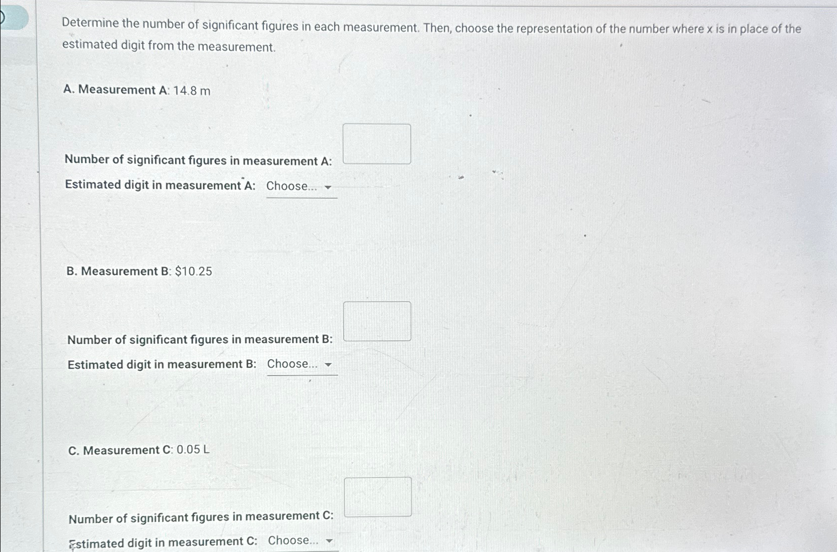 Solved Determine the number of significant figures in each | Chegg.com