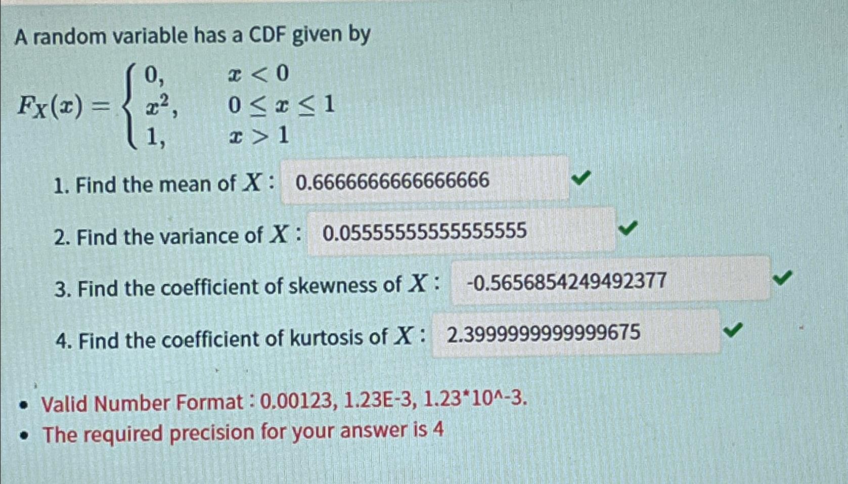 Solved A random variable has a CDF given | Chegg.com