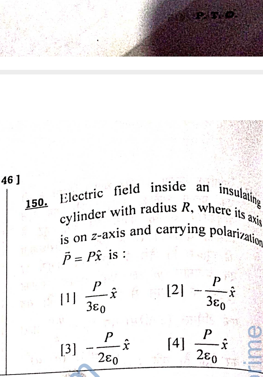 Solved Electric field inside an insulatingcylinder with | Chegg.com