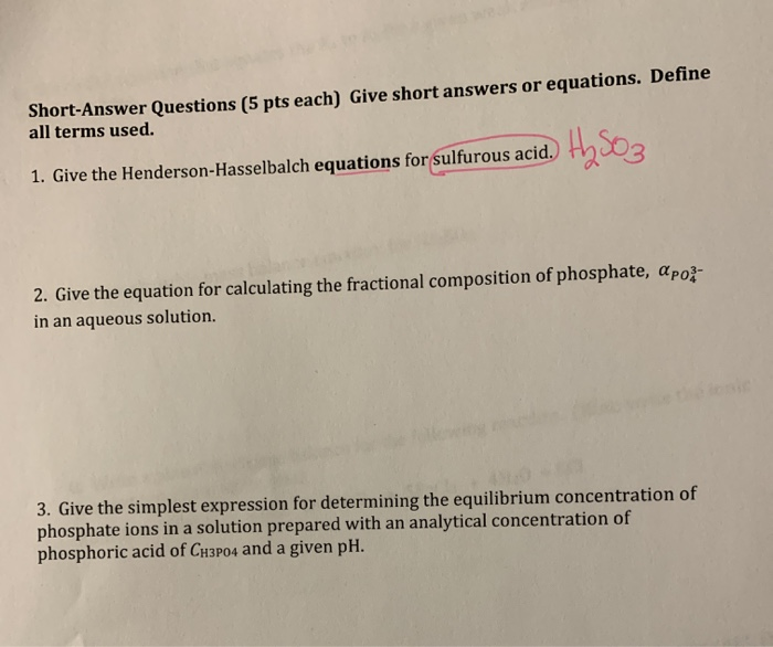 Solved Short-Answer Questions (5 pts each) Give short | Chegg.com