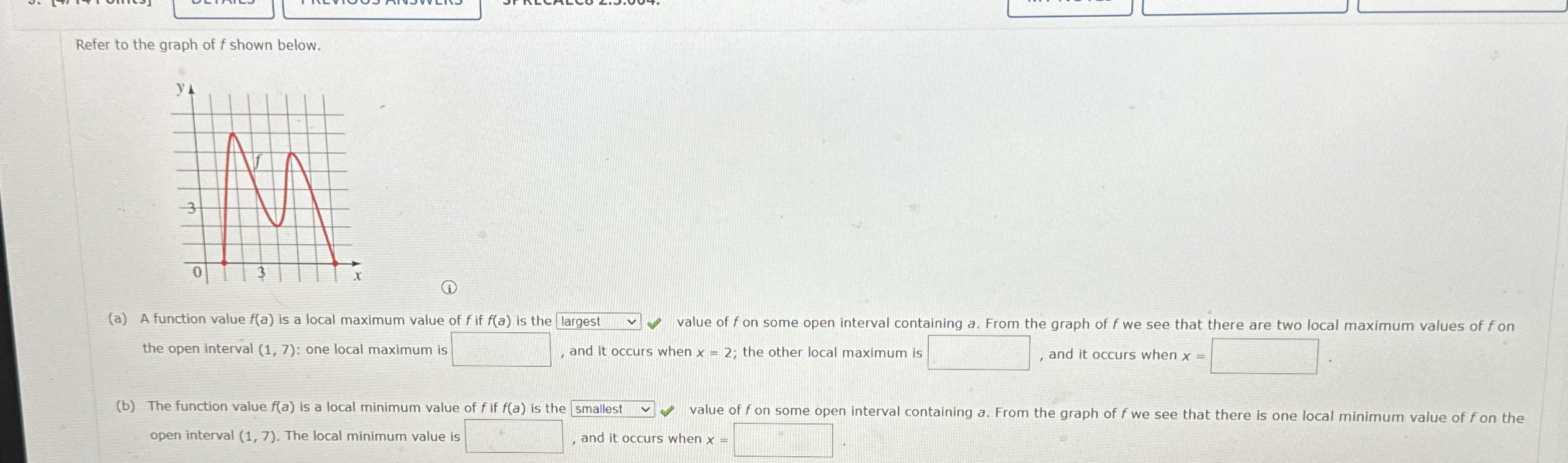 Solved Refer to the graph of f ﻿shown below.(i)(a) ﻿A | Chegg.com
