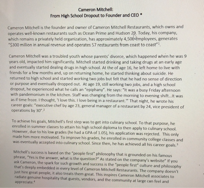 Cameron Mitchell: From High School Dropout to Founder | Chegg.com