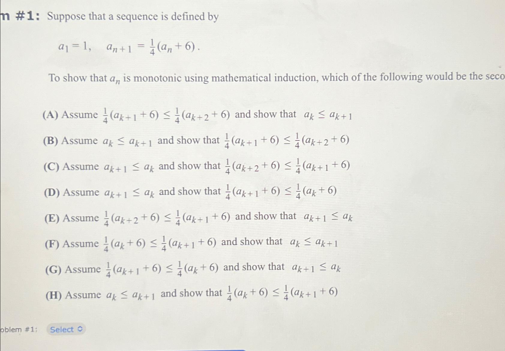 Solved n #1: Suppose that a sequence is defined | Chegg.com