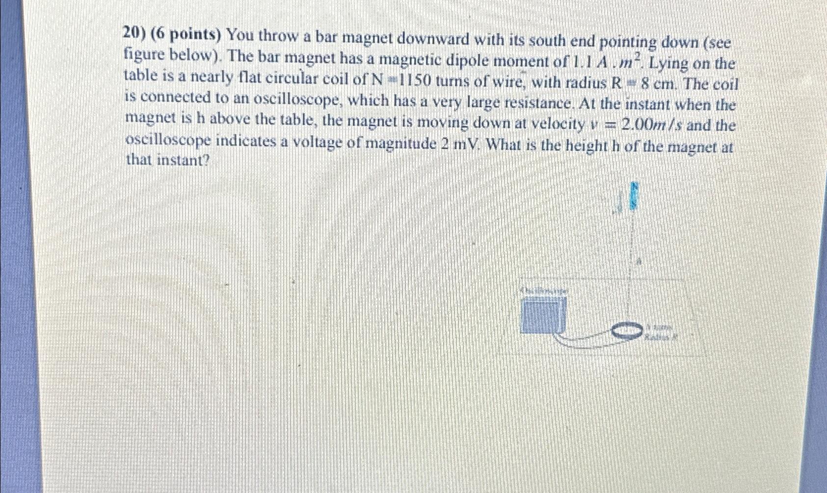 Solved (6 ﻿points) ﻿You throw a bar magnet downward with its | Chegg.com