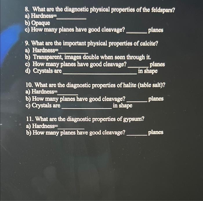 Solved Now identify the 6 mystery minerals from the pictures | Chegg.com