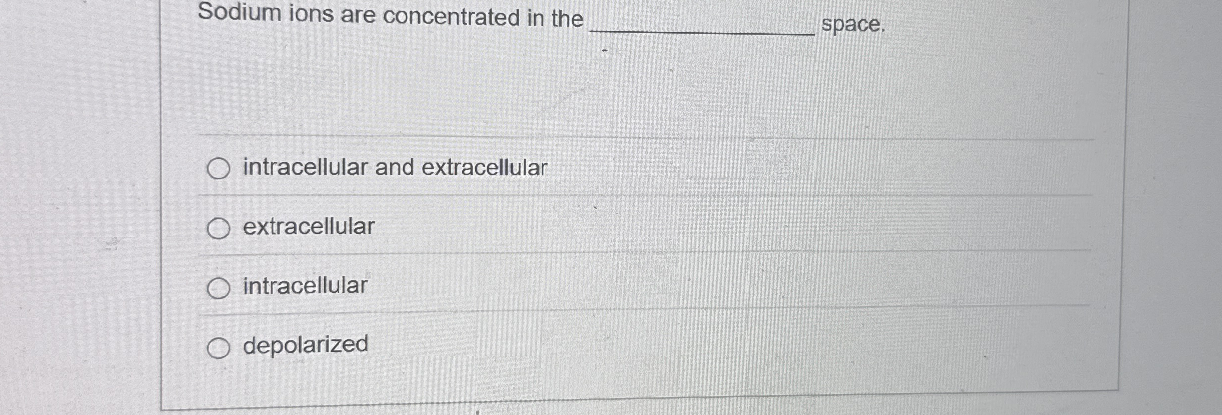 Solved Sodium ions are concentrated in the | Chegg.com