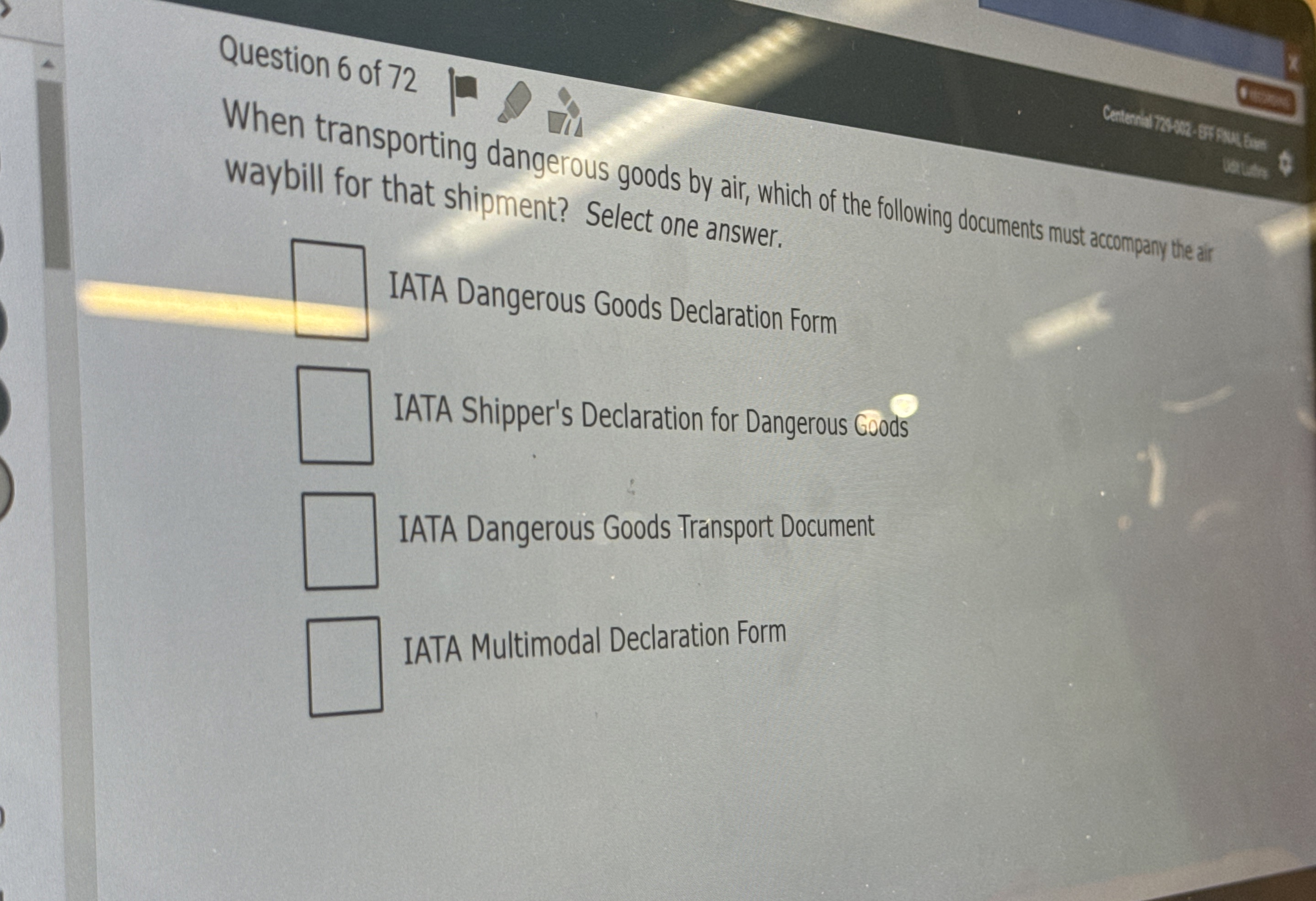 Solved Question 6 ﻿of 72When transporting dangerous goods by | Chegg.com