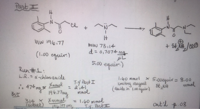5.00 molar equivalents of diethylamine Et2NH are | Chegg.com