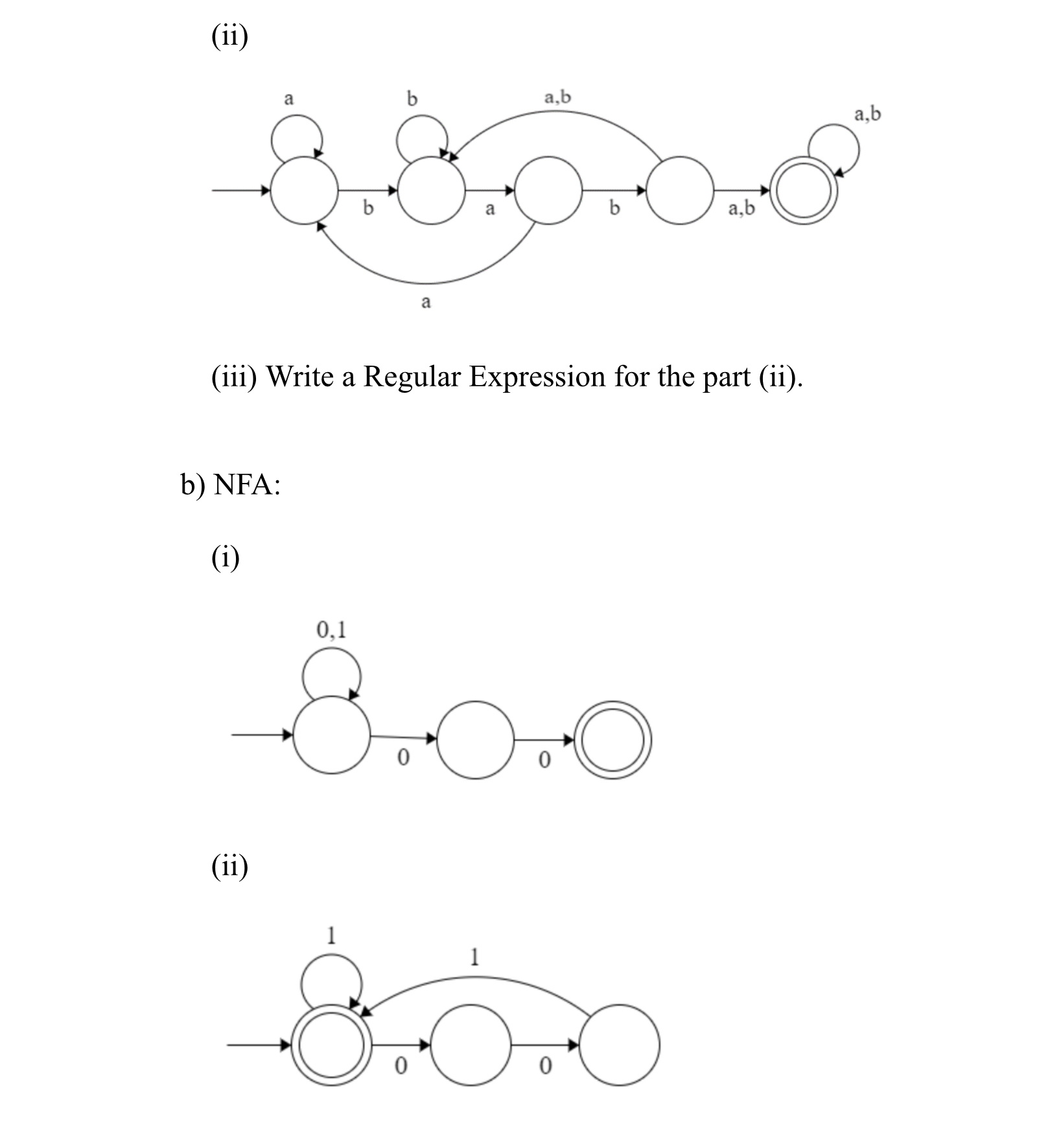 (ii)(iii) ﻿Write a Regular Expression for the part | Chegg.com