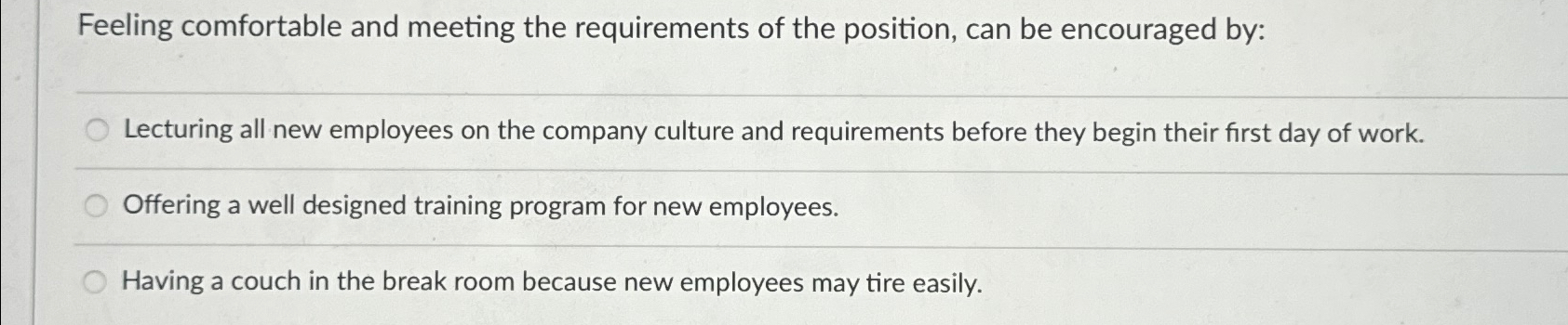 Solved Feeling comfortable and meeting the requirements of | Chegg.com
