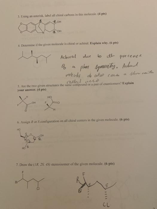 Solved 3. Using an asterisk, label all chiral carbons in | Chegg.com