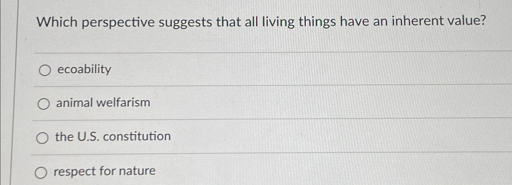 Solved Which perspective suggests that all living things | Chegg.com
