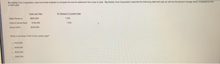 Solved By Daddy Cod Corporations horizontal analysis to | Chegg.com