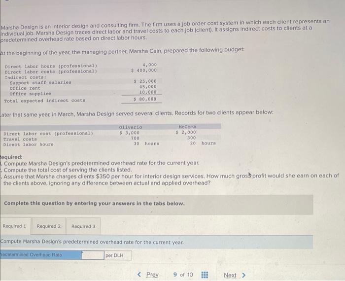 Solved Marsha Design is an interior design and consulting | Chegg.com