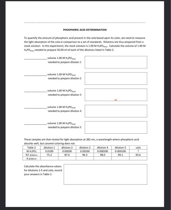 pH of Cola Purpose: To apply various parts of what | Chegg.com